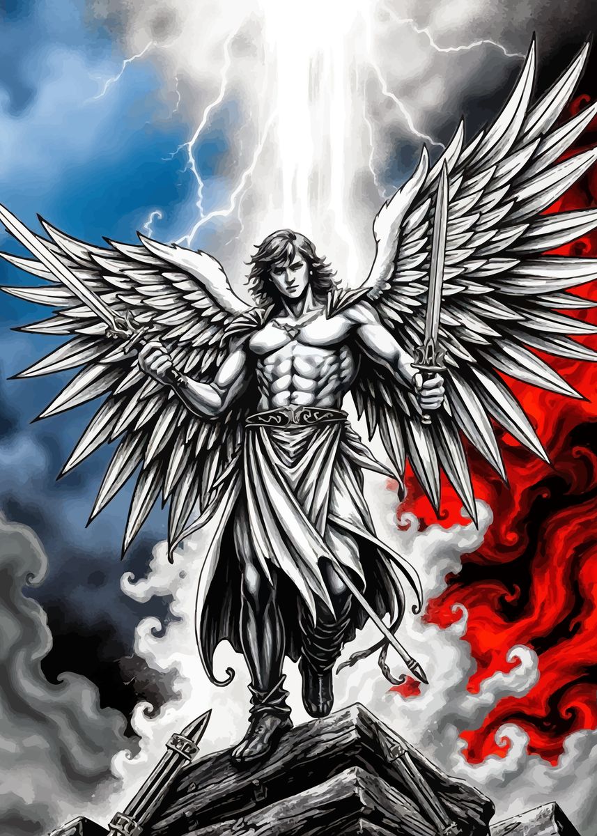 'Angel Warrior' Poster, picture, metal print, paint by DUMBROS | Displate