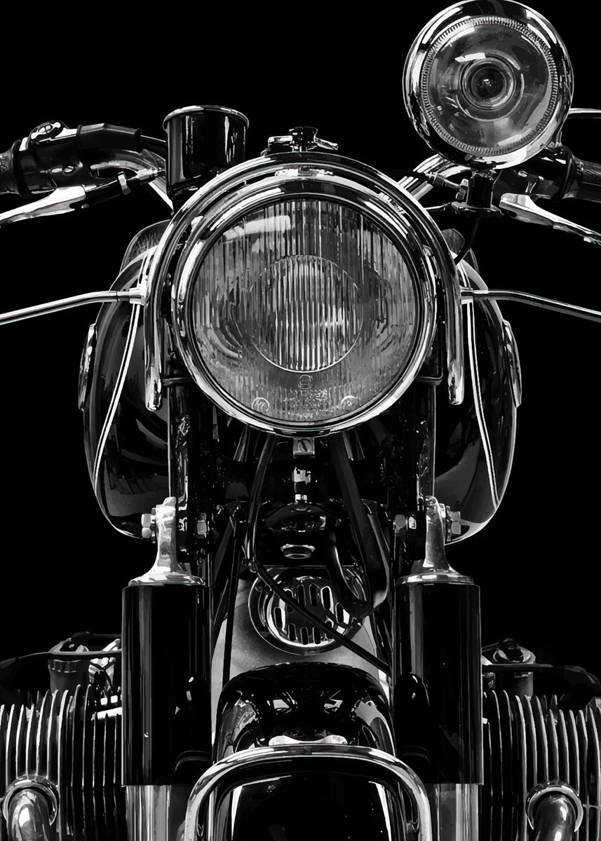 'Classic Motorcycle Headlight' Poster, picture, metal print, paint by ...