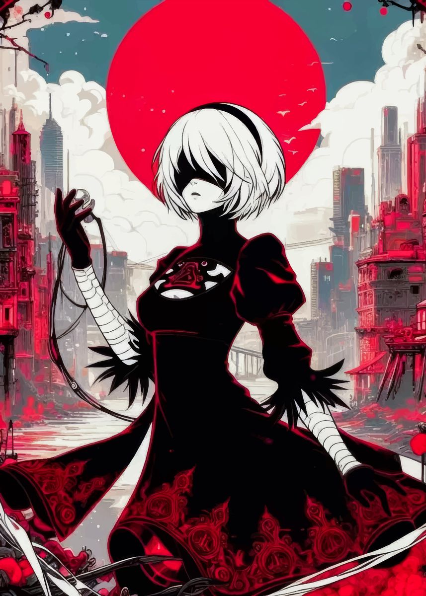 '2b nier automata poster' Poster, picture, metal print, paint by ...