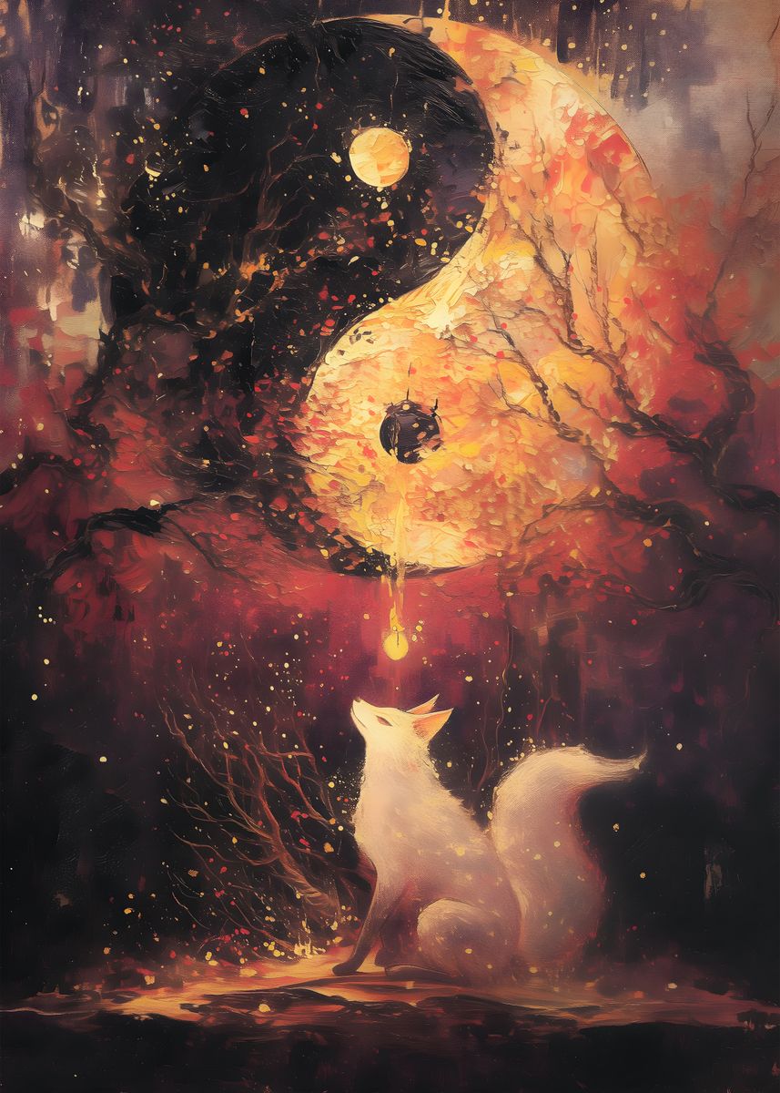 'Yin Yang Fox' Poster, picture, metal print, paint by PrintYourDigitals ...