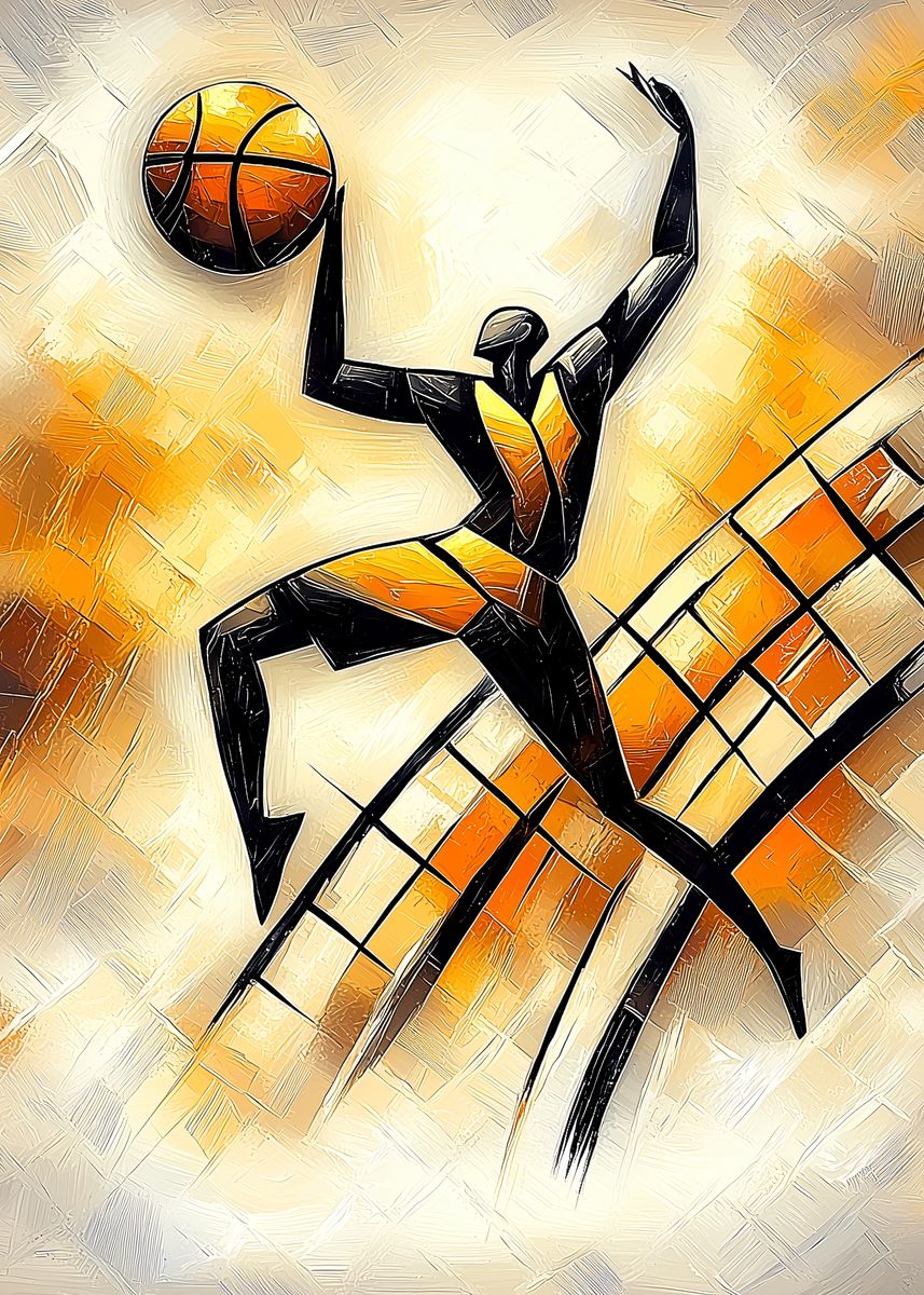 'Dynamic Cubist Basketball Player in Motion' Poster, picture, metal ...