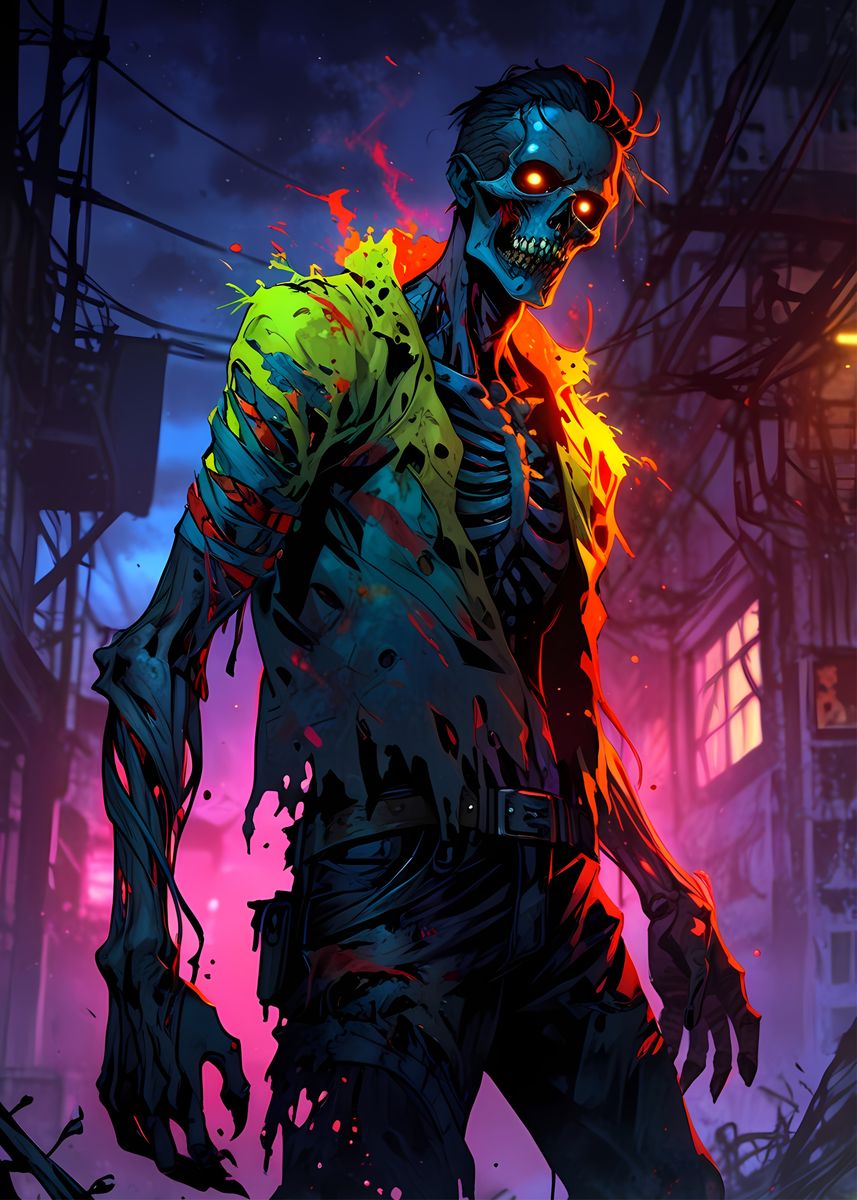 'Zombie in Urban Setting' Poster, picture, metal print, paint by ...