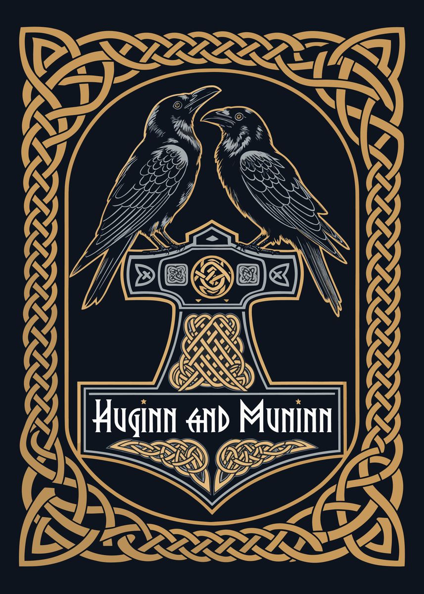 'Odin's Ravens Mjolnir' Poster, picture, metal print, paint by Conhuir ...