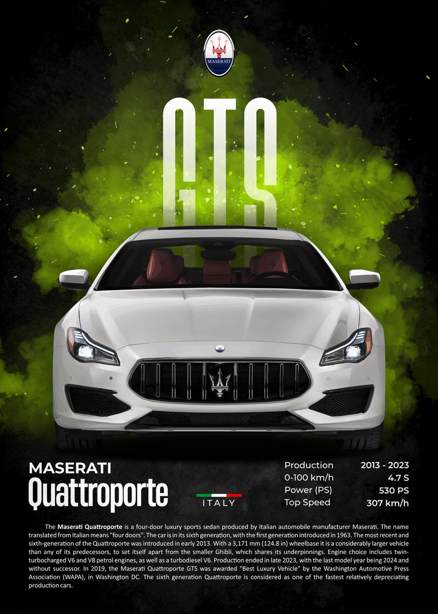 'Maserati Quattroporte GTS' Poster, picture, metal print, paint by Joko ...