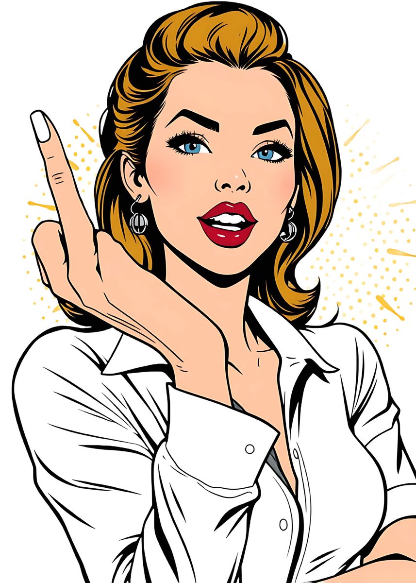 'Pop Art Woman Pointing' Poster, picture, metal print, paint by ...
