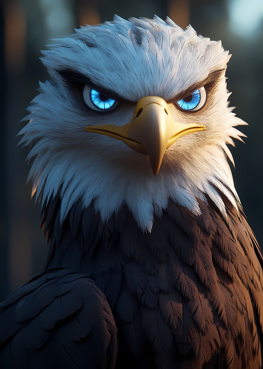 'Angry Bald Eagle Portrait' Poster, picture, metal print, paint by ...