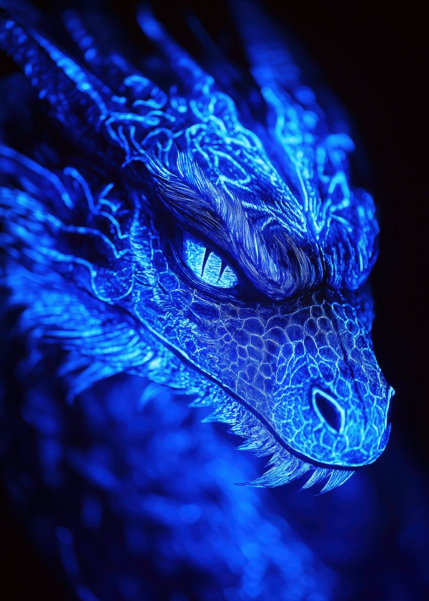'Blue Dragon Close-Up' Poster, picture, metal print, paint by Aila ...