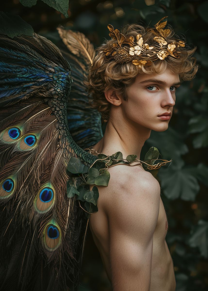 'sexy man - Peacock Angel Portrait' Poster, picture, metal print, paint ...