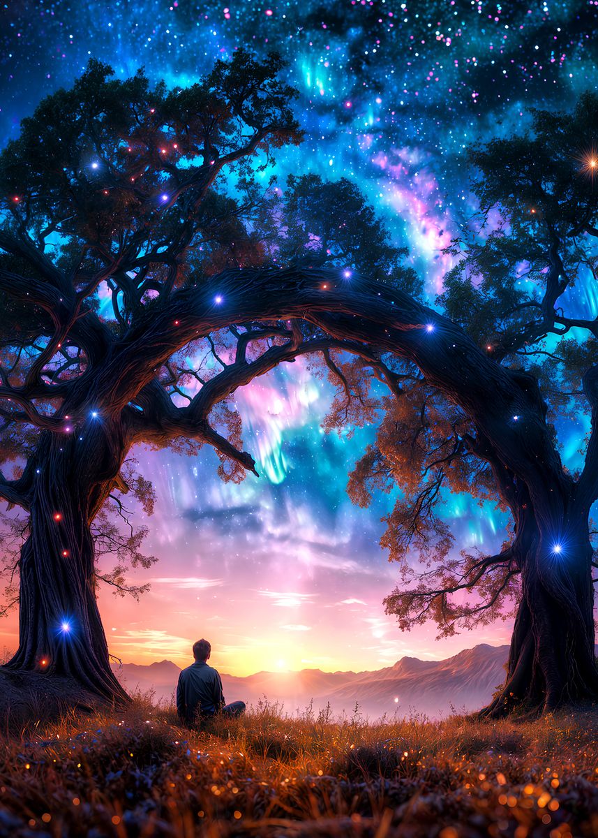 'Starry Night Landscape' Poster, picture, metal print, paint by Ritvik ...