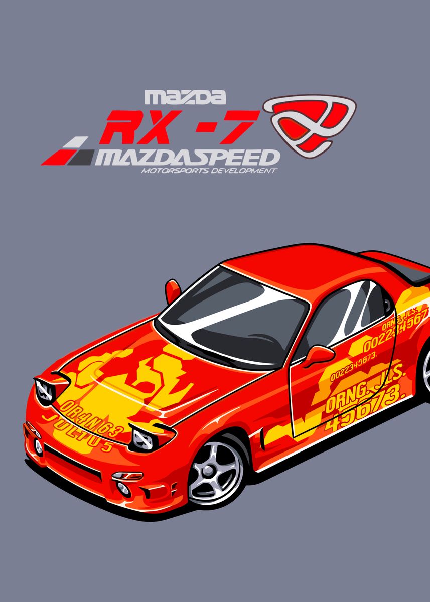 'Mazda RX-7 Race Car' Poster, picture, metal print, paint by Pargoy Art ...