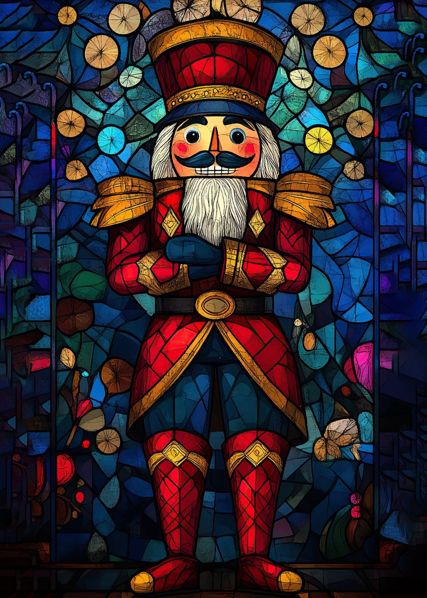 'Stained Glass Nutcracker' Poster, picture, metal print, paint by ...