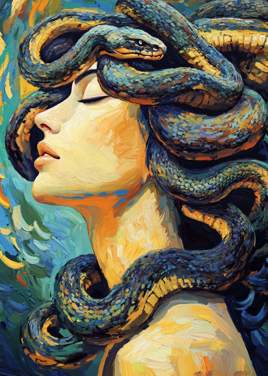 'Medusa with Snakes' Poster, picture, metal print, paint by Lorence ...