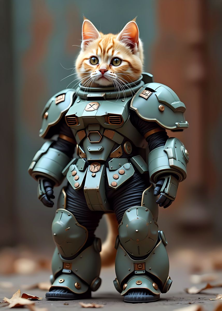 'Funny Cat in Power Heavy Battle Armor' Poster, picture, metal print ...