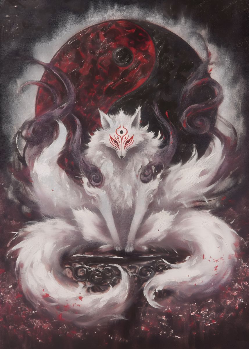 'Nine-Tailed Fox Yin Yang' Poster, picture, metal print, paint by ...