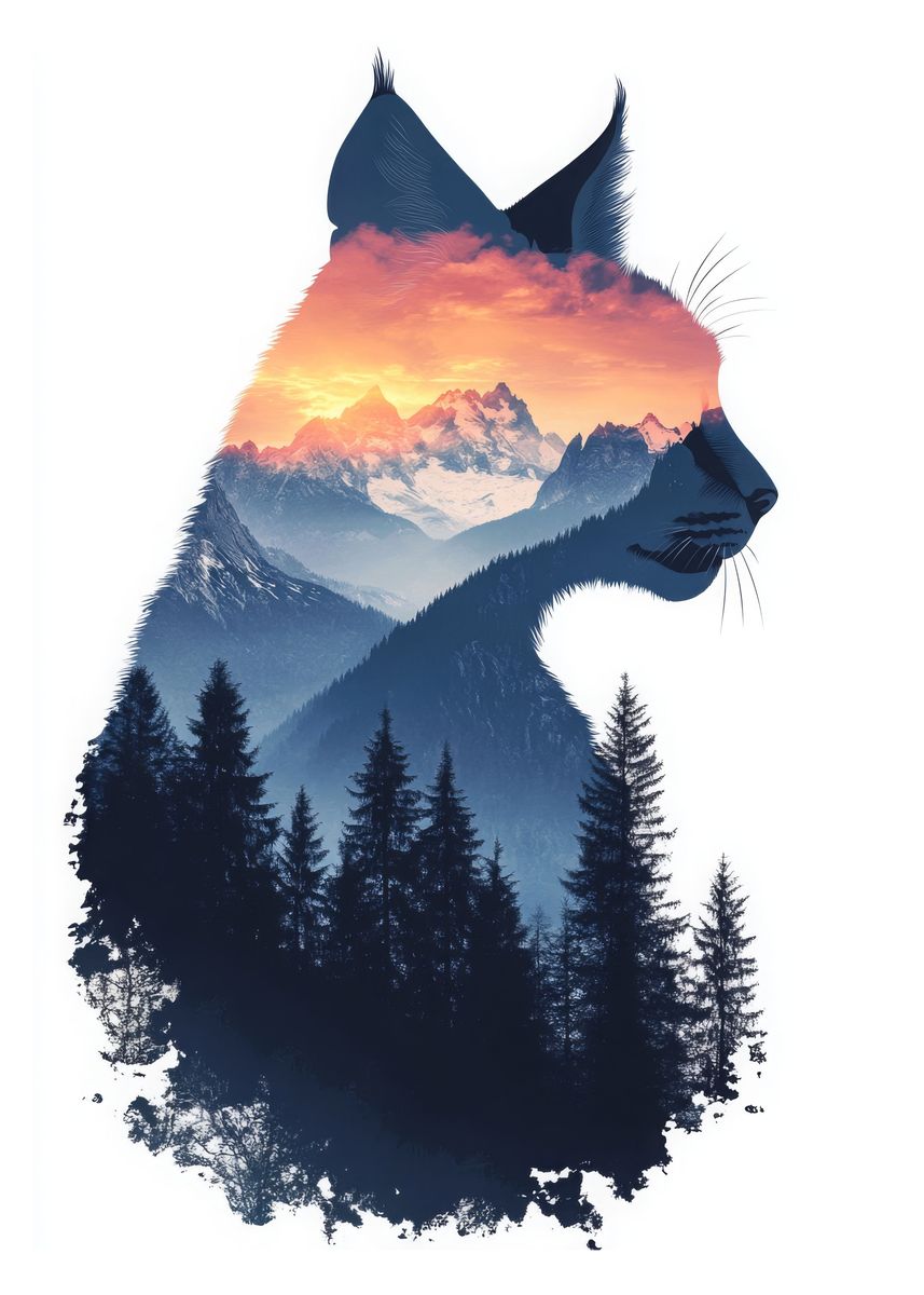'Lynx Mountain Sunset' Poster, picture, metal print, paint by Adam Reed ...