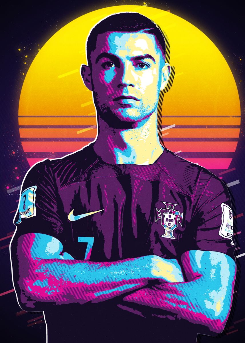'Cristiano Ronaldo Retro Art' Poster, picture, metal print, paint by ...