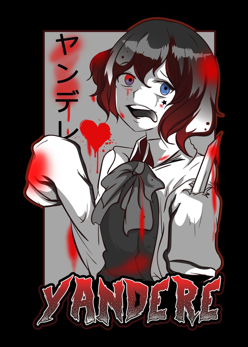 'Yandere Anime Girl' Poster, picture, metal print, paint by Ana Leon ...