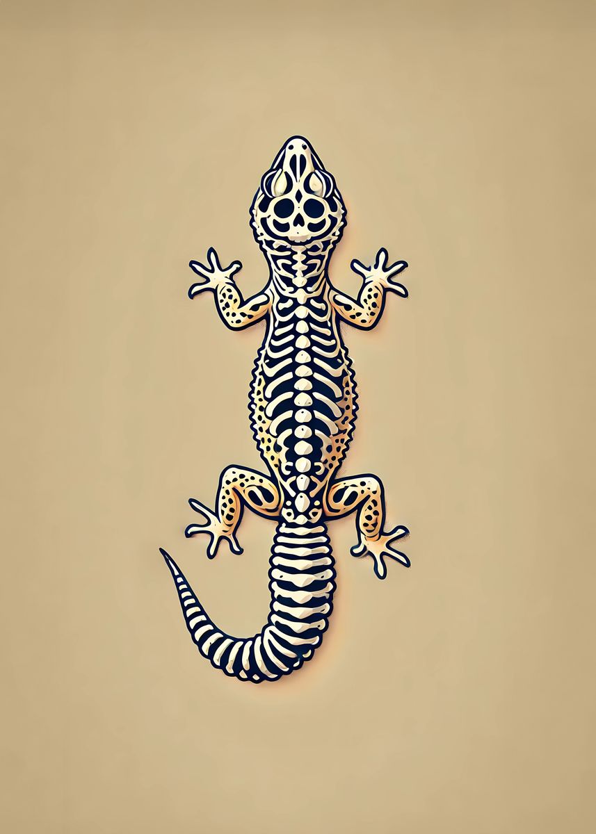 'Leopard Gecko Skeleton' Poster, picture, metal print, paint by ...