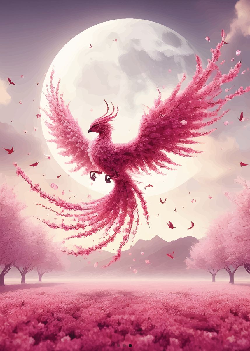'Pink Phoenix in Bloom' Poster, picture, metal print, paint by maxmah ...