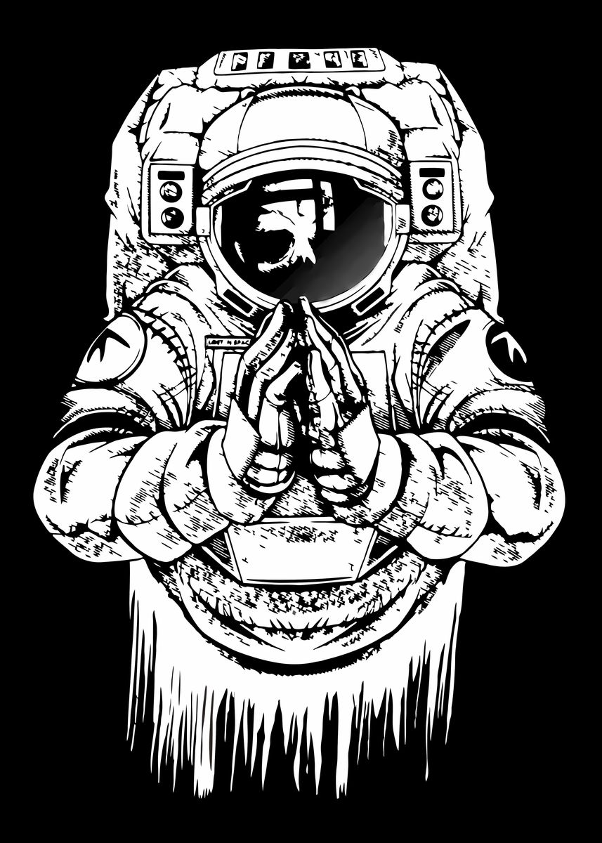 'Astronaut Praying' Poster, picture, metal print, paint by Cowboys Map ...