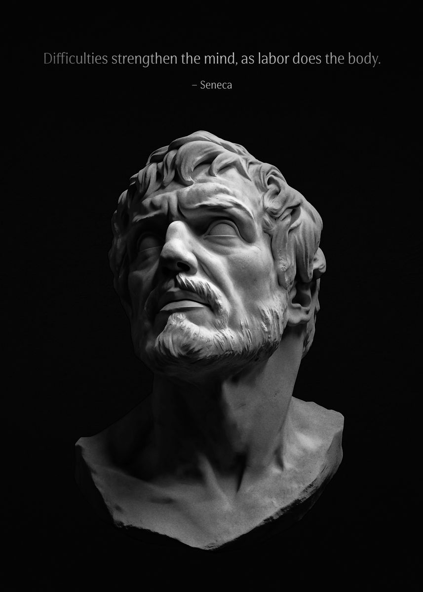 'Seneca Bust Stoic Quote' Poster, picture, metal print, paint by Vars ...