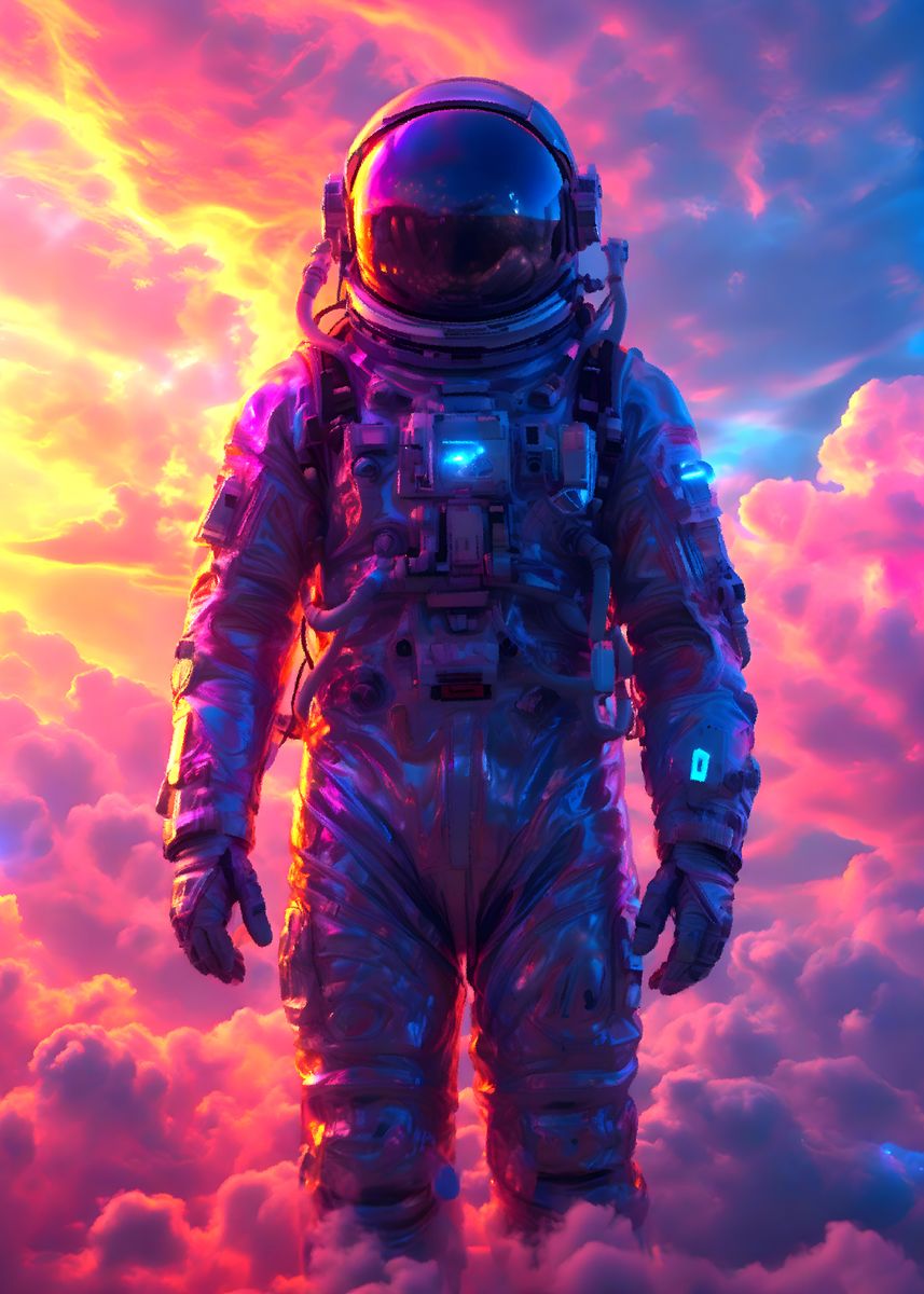 astronaut-in-neon-clouds-space-poster-picture-metal-print-paint-by
