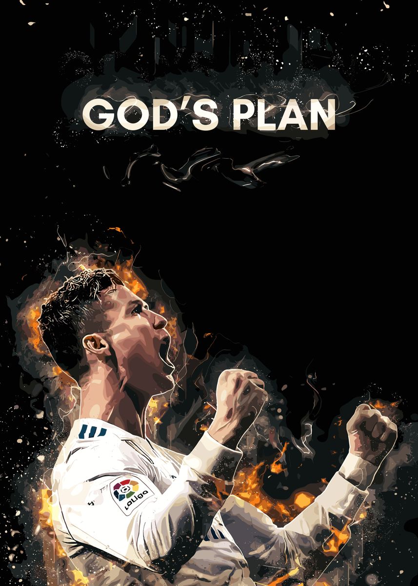 'Cristiano Ronaldo God's Plan' Poster, picture, metal print, paint by ...