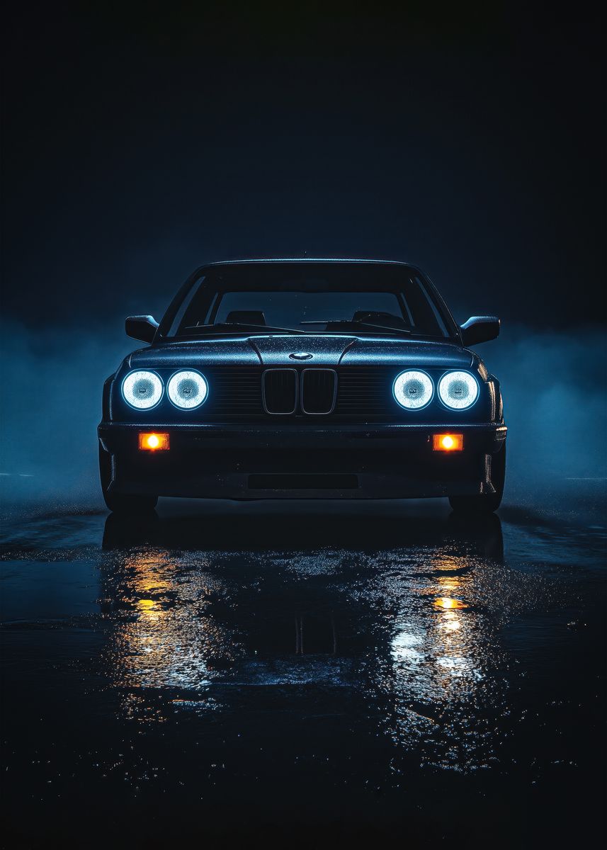 'BMW E30 Night Drive' Poster, picture, metal print, paint by BS Design ...