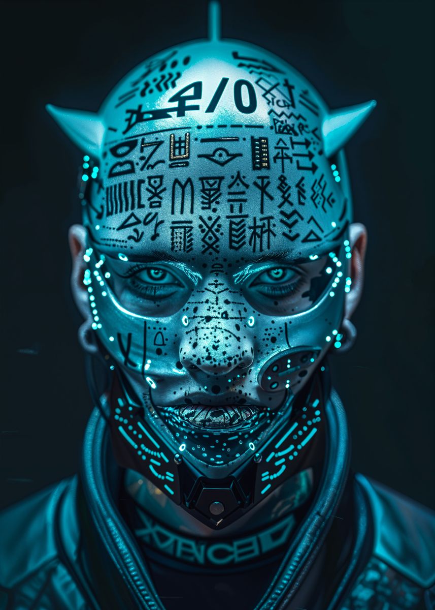 'Cyberpunk Face Mask' Poster, picture, metal print, paint by SuperNova ...