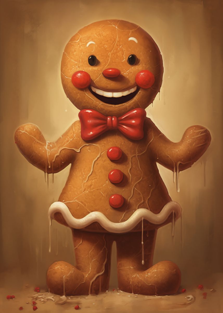 'Melting Gingerbread Man' Poster, picture, metal print, paint by ...