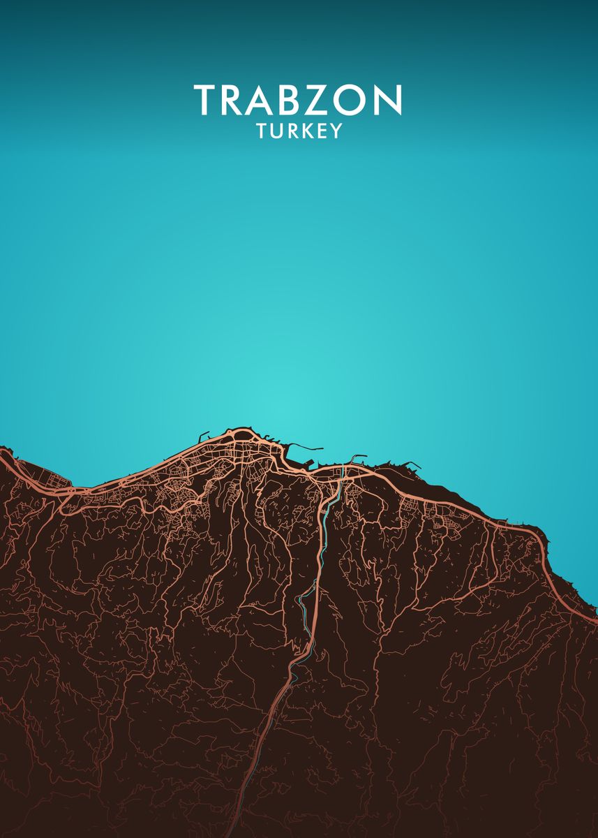 'Trabzon City Map' Poster, picture, metal print, paint by Miracle ...