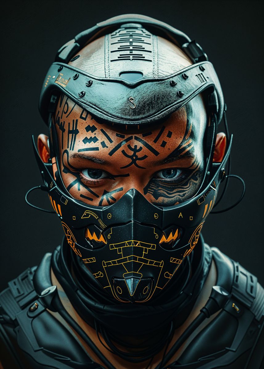 'Cyberpunk Face Mask' Poster, picture, metal print, paint by SuperNova ...