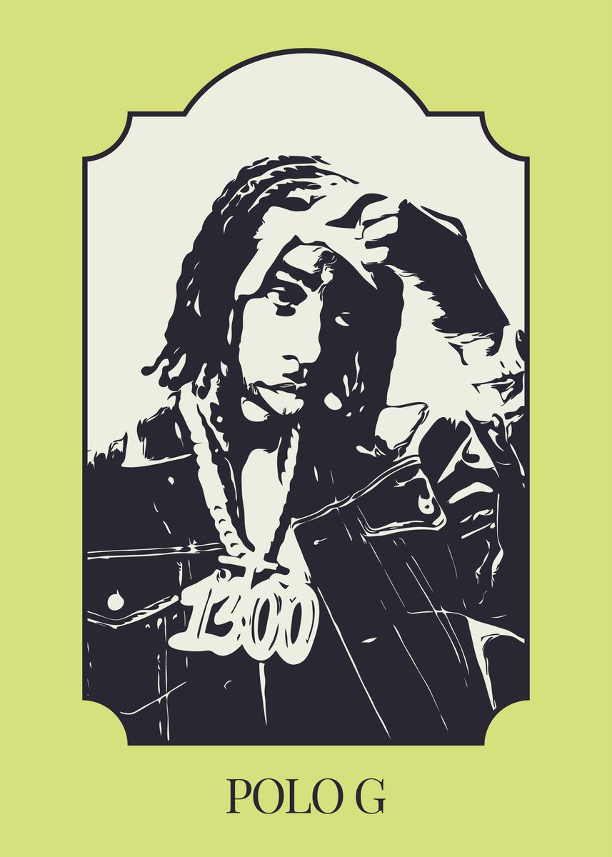 'Polo G Black and White Portrait' Poster, picture, metal print, paint ...