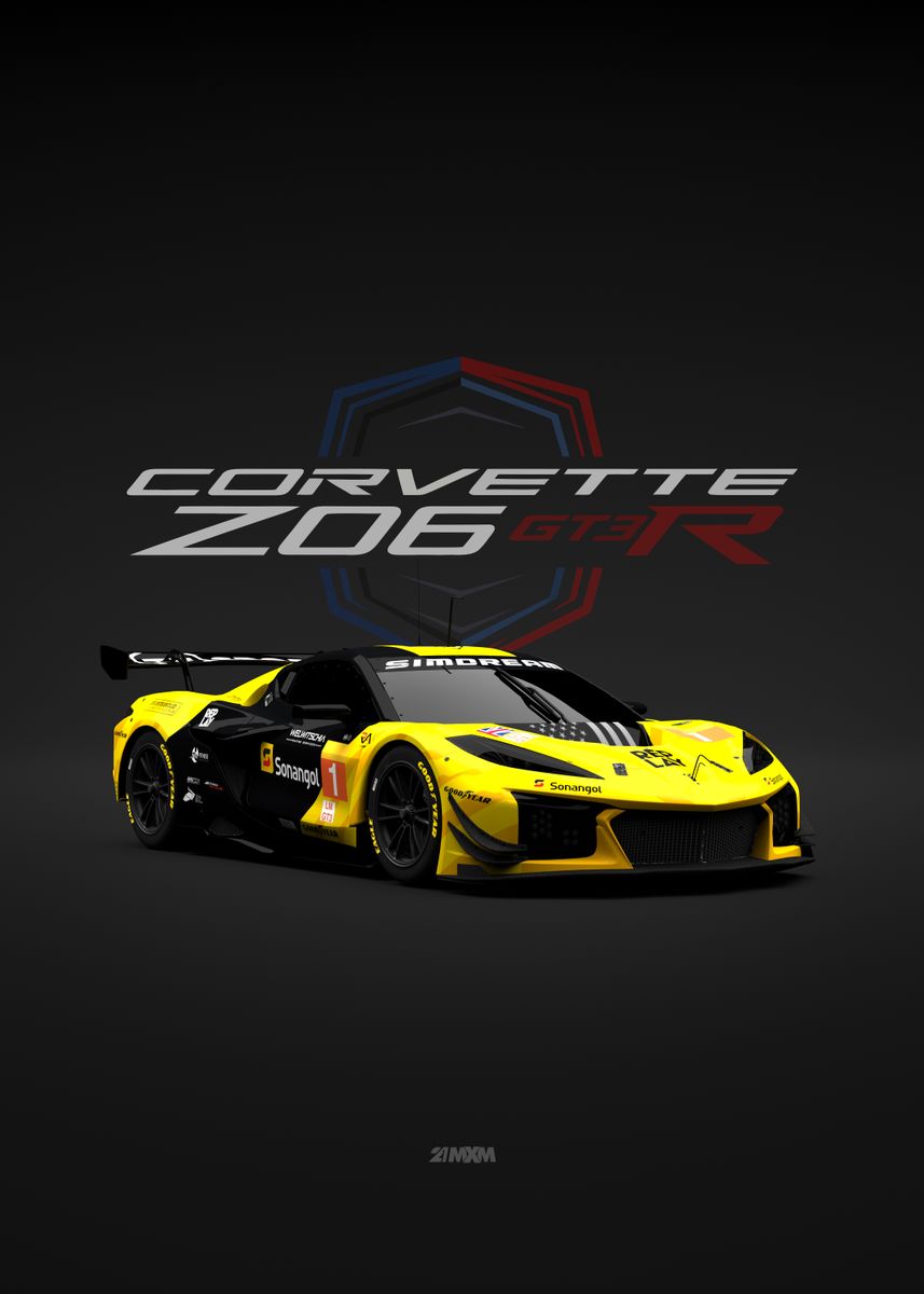 'Corvette Z06 GTR Race Car' Poster, picture, metal print, paint by 21 ...