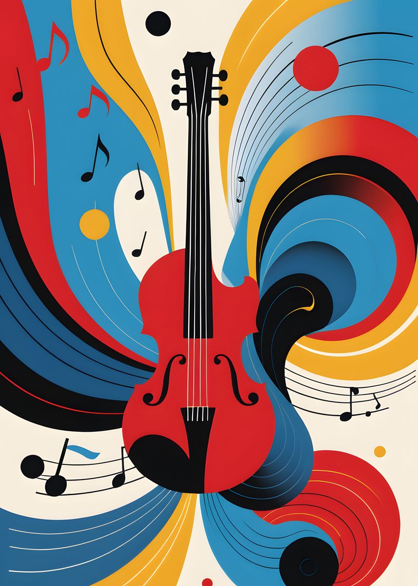 'Violin Music Abstract' Poster, picture, metal print, paint by Pierre ...