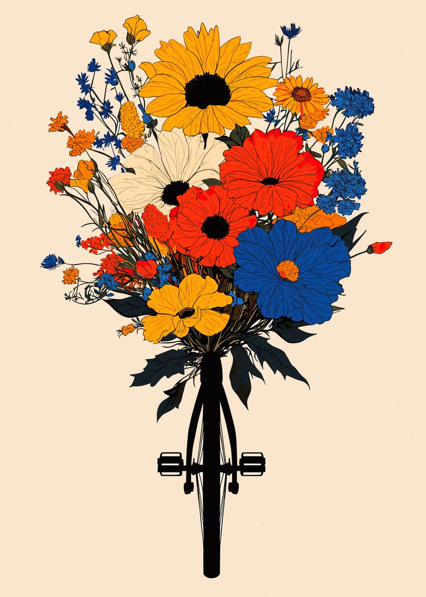'Floral Bicycle Art' Poster, picture, metal print, paint by Erzebet ...