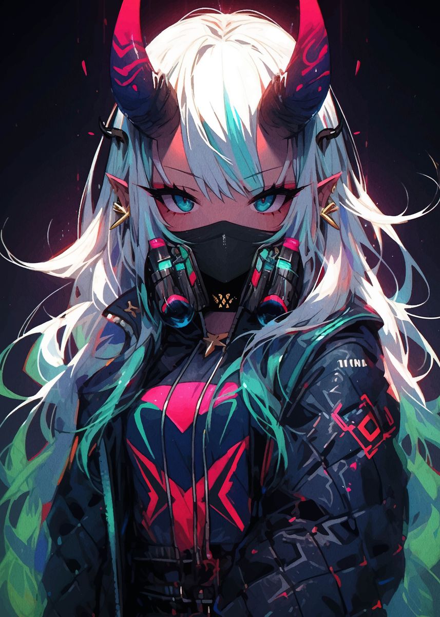 'Cyberpunk Anime Girl' Poster, picture, metal print, paint by ...
