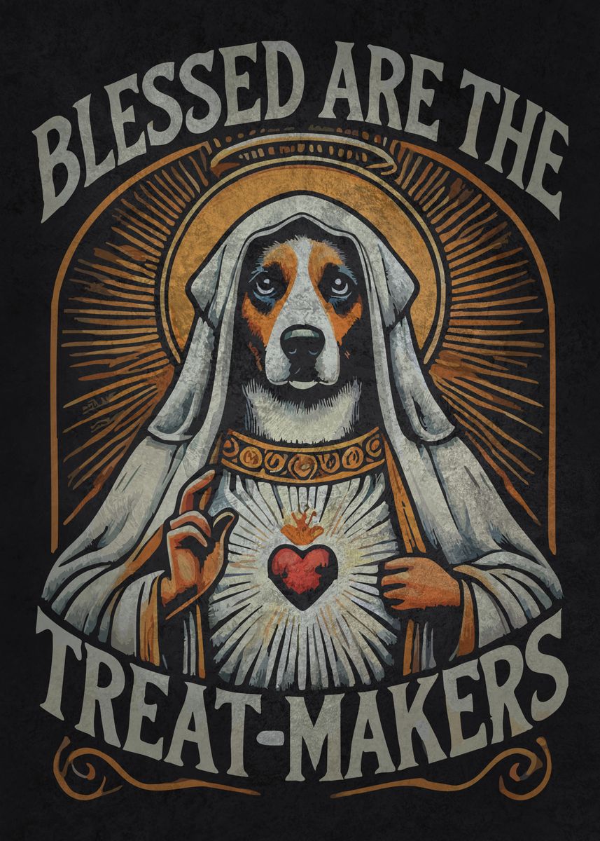 'Blessed Are the Treat-Makers - Holy Dog Art' Poster, picture, metal ...