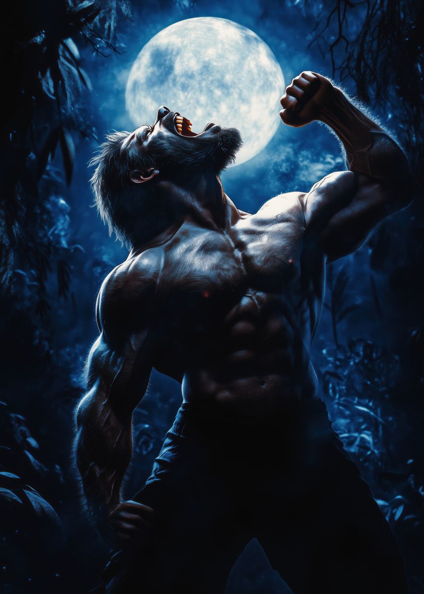 'Werewolf Howl' Poster, picture, metal print, paint by ArtVibe | Displate