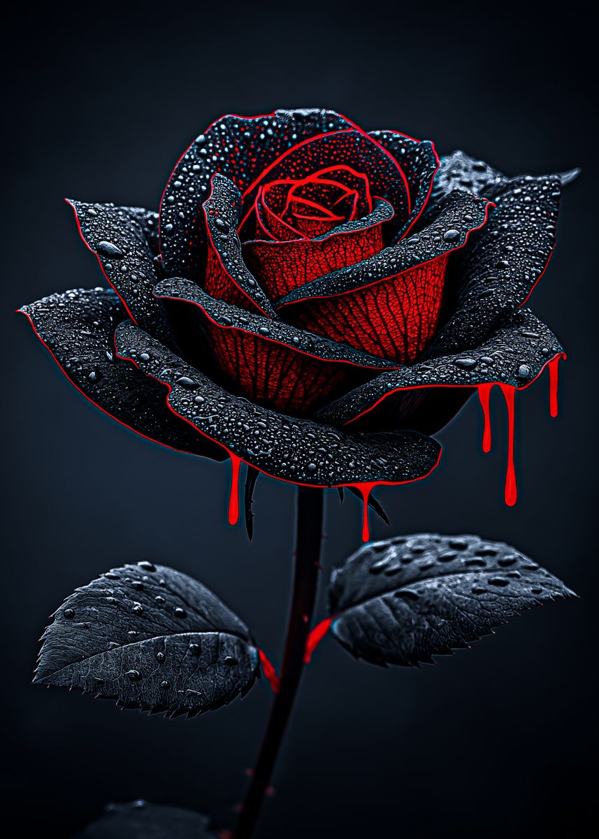 'Blood Rose' Poster, picture, metal print, paint by Lorence | Displate