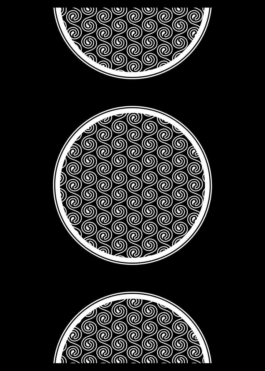 'White Spiral Pattern on Black' Poster, picture, metal print, paint by ...