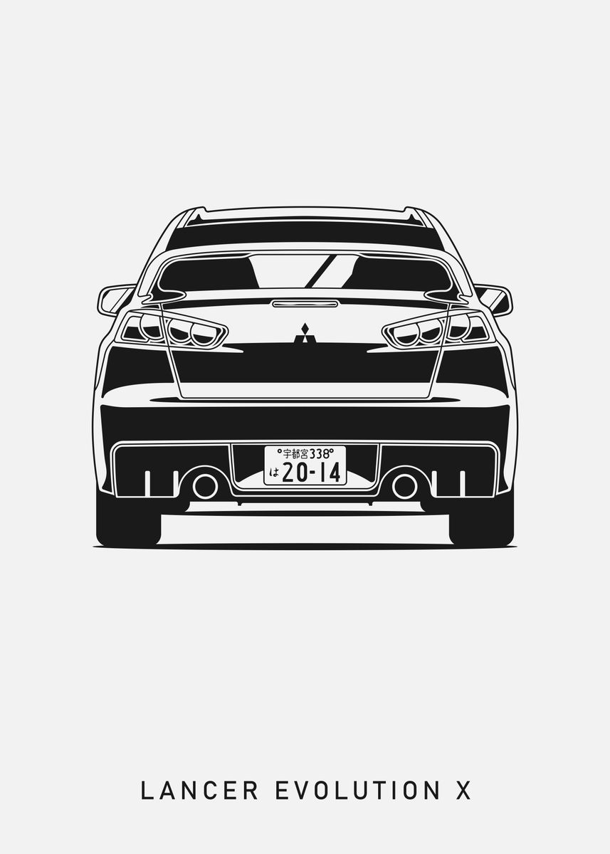 'Lancer Evolution X Rear View' Poster, picture, metal print, paint by ...