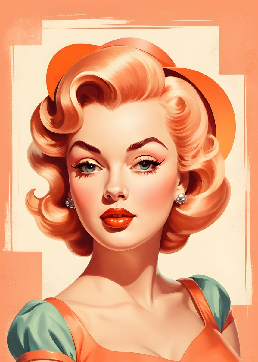 'Retro Pin-up Girl' Poster, picture, metal print, paint by Pierre ...