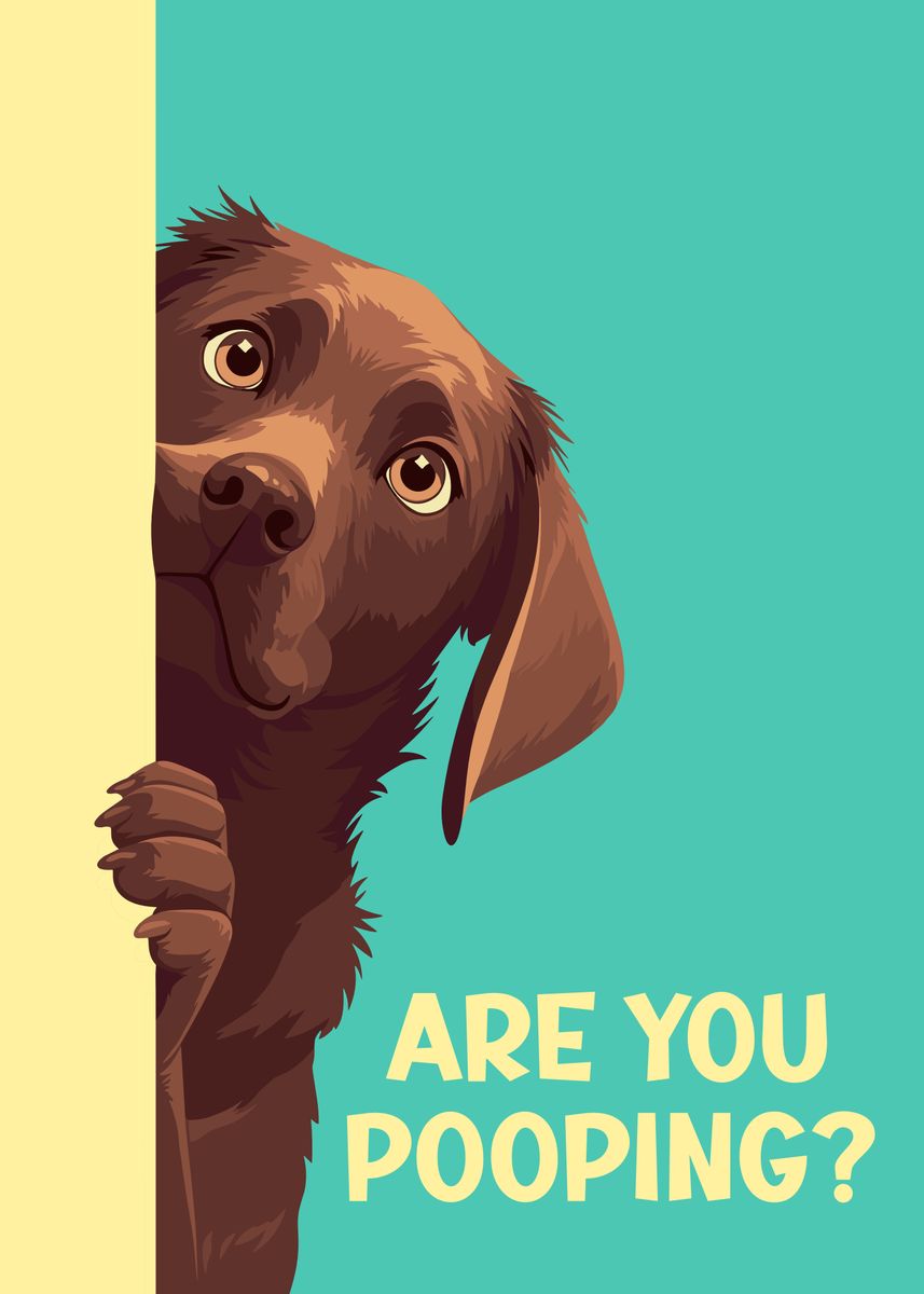 'Brown Labrador Pooping' Poster, picture, metal print, paint by Masaki ...