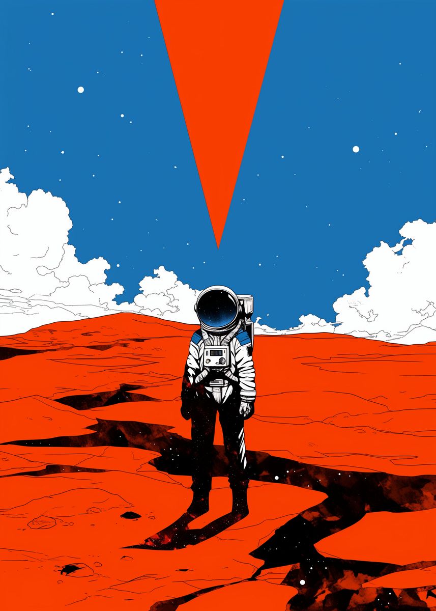 'Astronaut on Mars' Poster, picture, metal print, paint by Tomorrow ...
