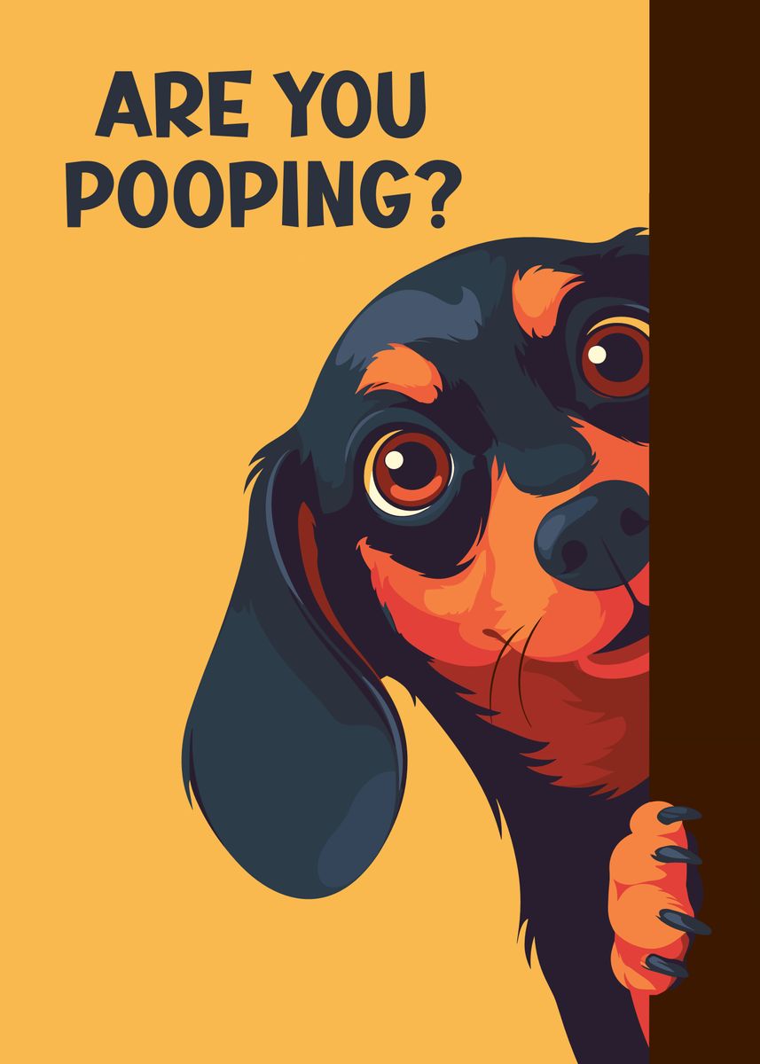 'Funny Dachshund Pooping' Poster, picture, metal print, paint by Masaki ...