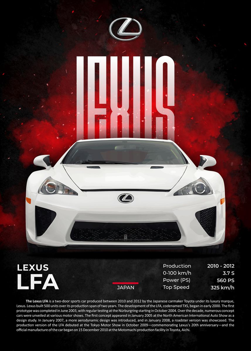 'Lexus LFA Sports Car' Poster, picture, metal print, paint by Joko ...