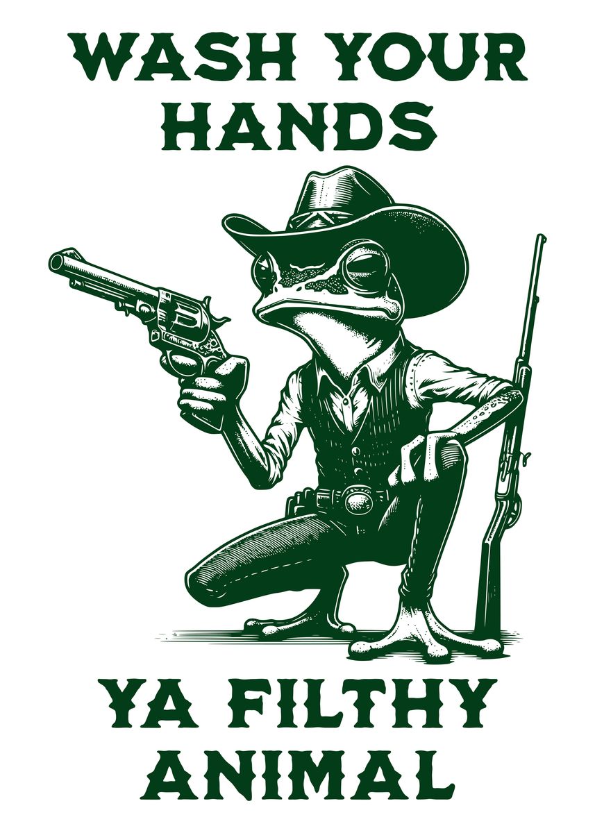 'Frog Cowboy Wash Your Hands Bathroom Poster' Poster, picture, metal ...