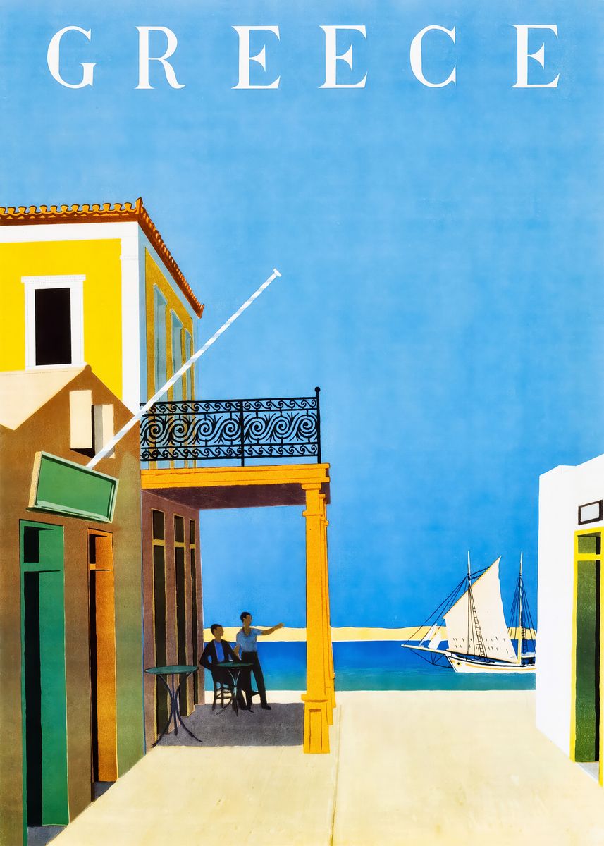 'Greece Travel Poster' Poster, picture, metal print, paint by Steel ...