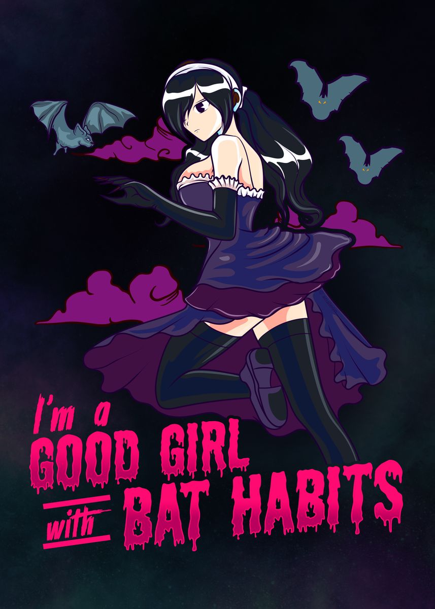 'Good Girl, Bat Habits' Poster, picture, metal print, paint by Ana Leon ...